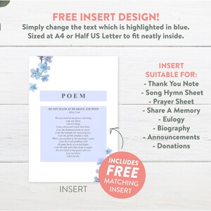 Forget Me Not - Funeral Program Template - Funeral Service Sheet ...