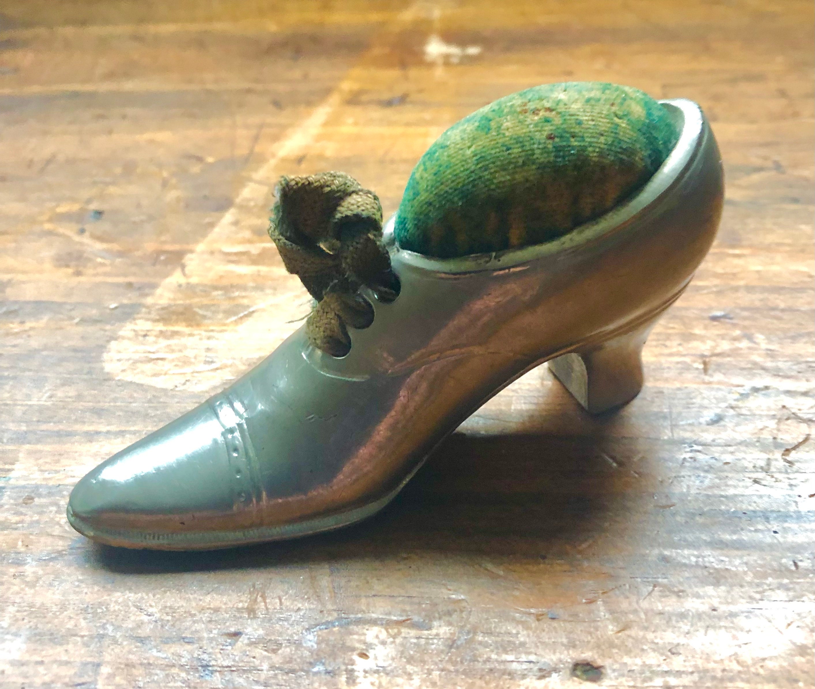 Vintage Victorian Miniature Boot Shoe Pin Cushion Victorian Silver ...
