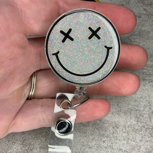 Smiley Face Badge Reel Fun and Colorful - Interchangeable Eye Designs ...