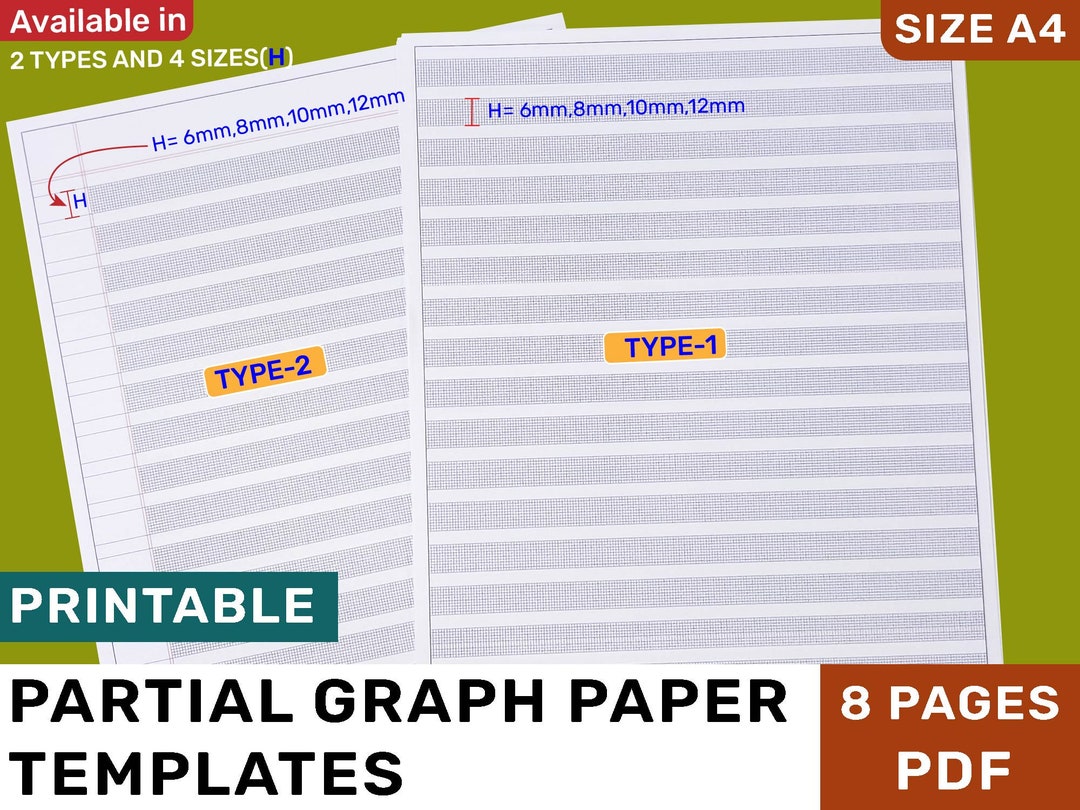 Buy Printable Partial Graph Paper Templates for Handwriting Practices 8 ...