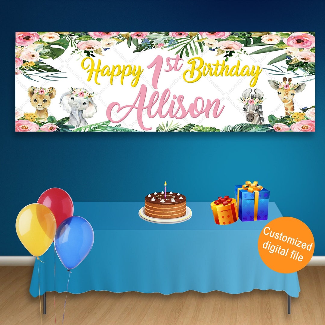 Wild Animal Birthday Banner, Wild Animal Backdrop, Wild One Banner ...