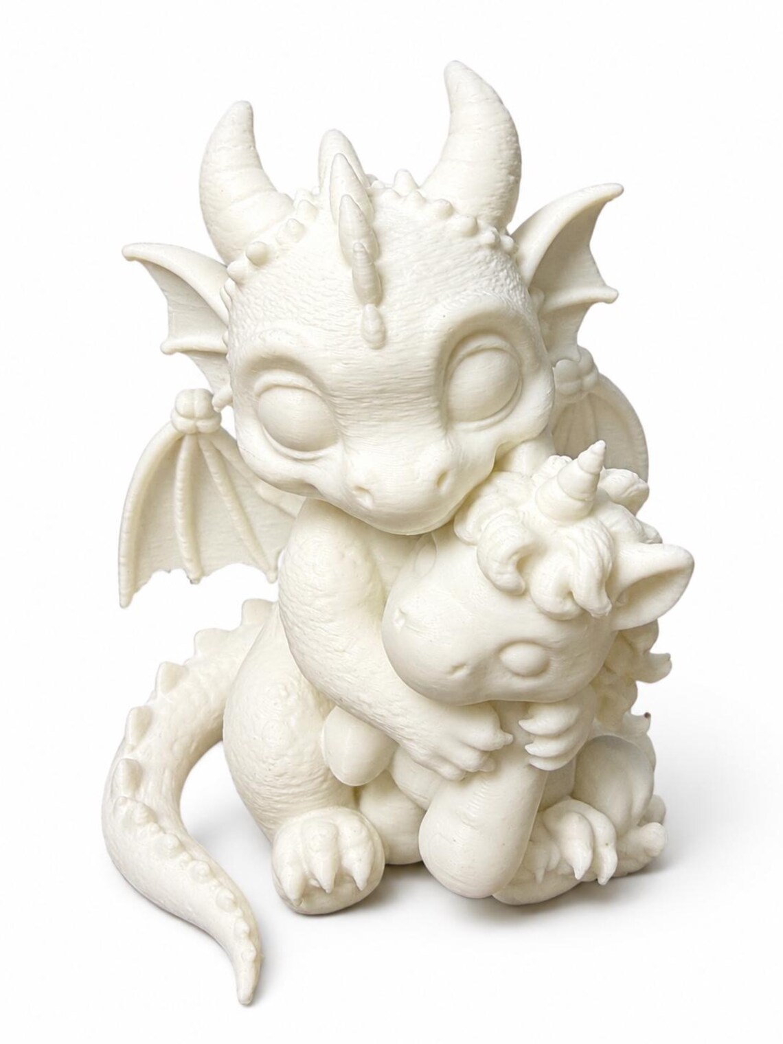 Unicorn Love Dragon Figurine | Unpainted 3D Printed Model, Fantasy Art ...