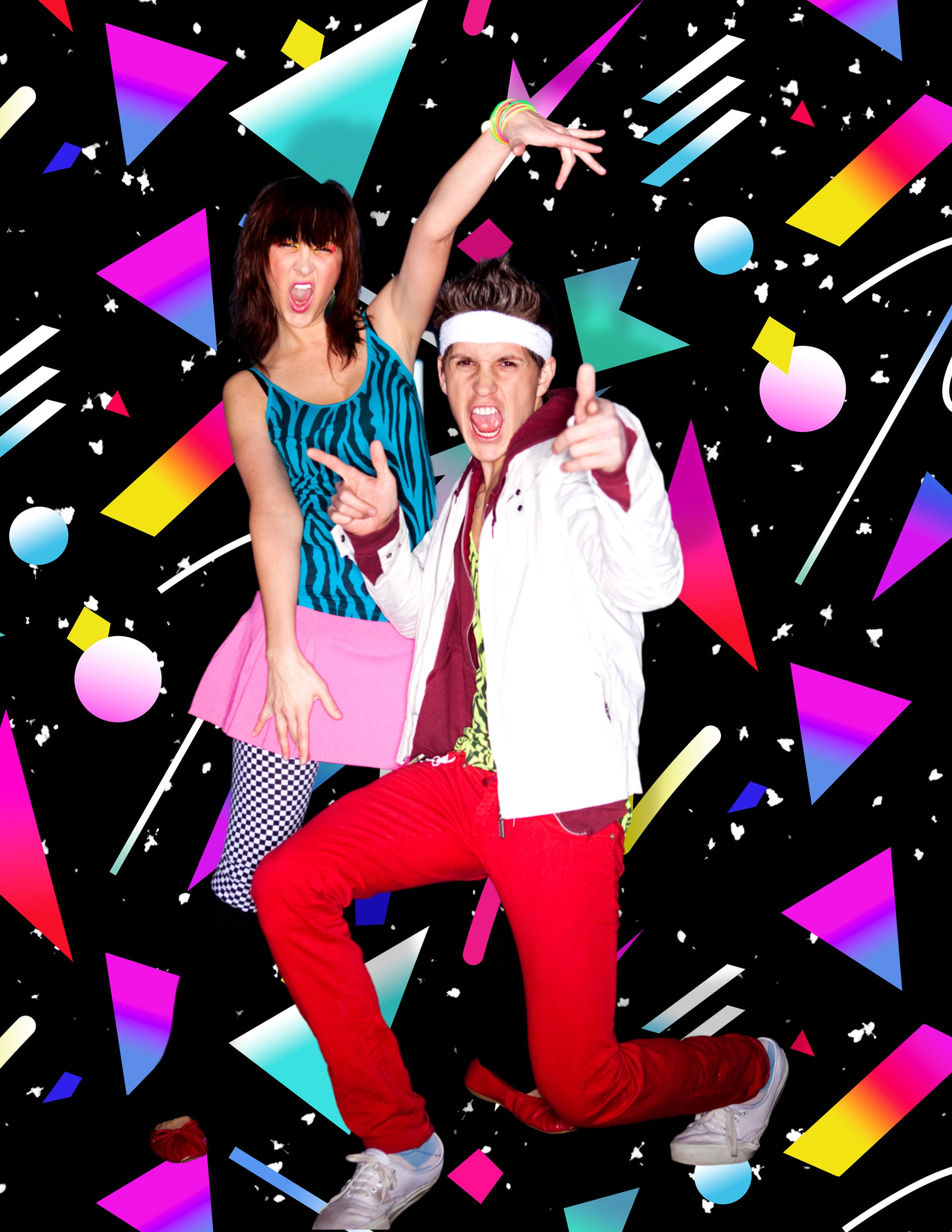 Retro 80's Galaxy Backdrop, Old School Colorful Shapes, Instant Digital ...