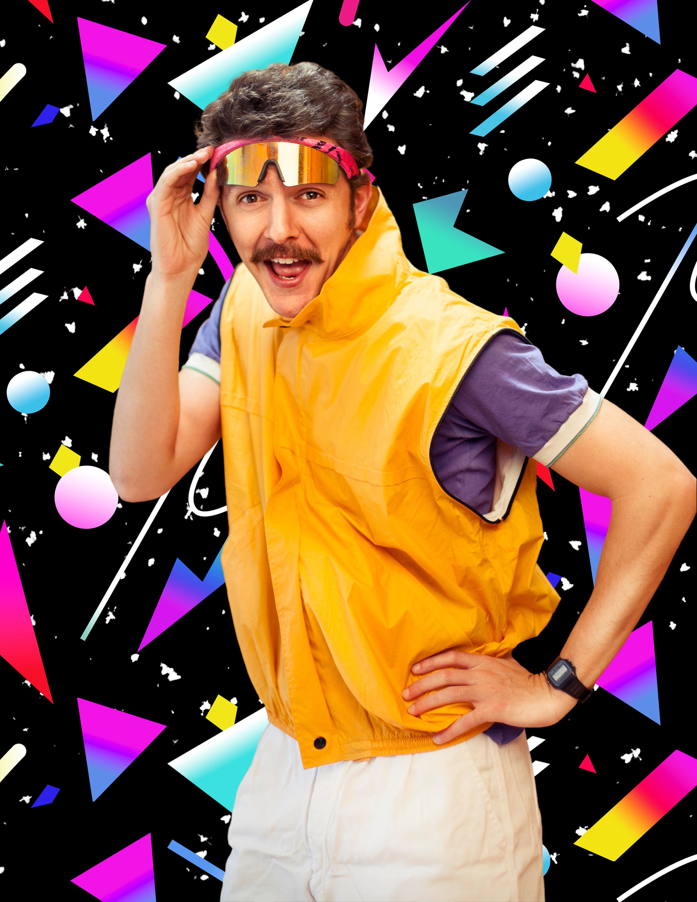 Retro 80's Galaxy Backdrop, Old School Colorful Shapes, Instant Digital ...