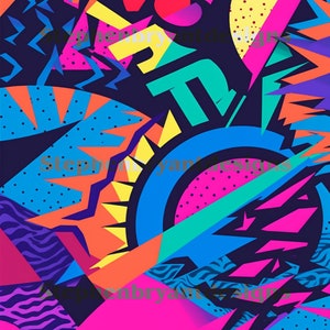 Set of 9 90s Themed Digital Backgrounds, Nostalgic Designs, High ...