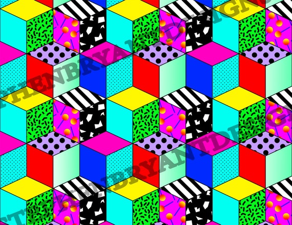 Retro 90's Cubes Pattern Instant Digital Download | Etsy
