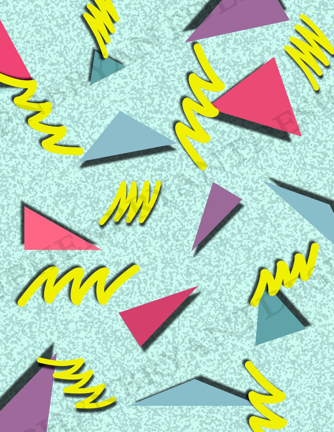 Retro 80's Backdrop - Old School Triangles and Squiggles - Instant ...