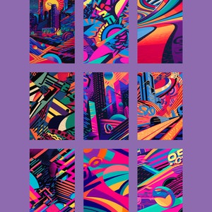 Set of 9 90s Themed Digital Backgrounds, Nostalgic Designs, High ...