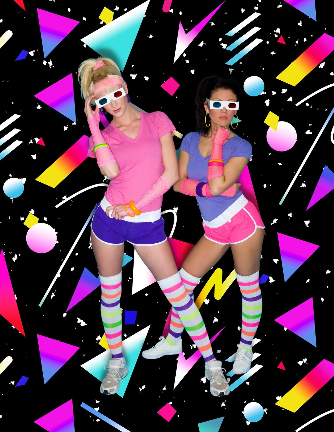 Retro 80's Galaxy Backdrop, Old School Colorful Shapes, Instant Digital ...