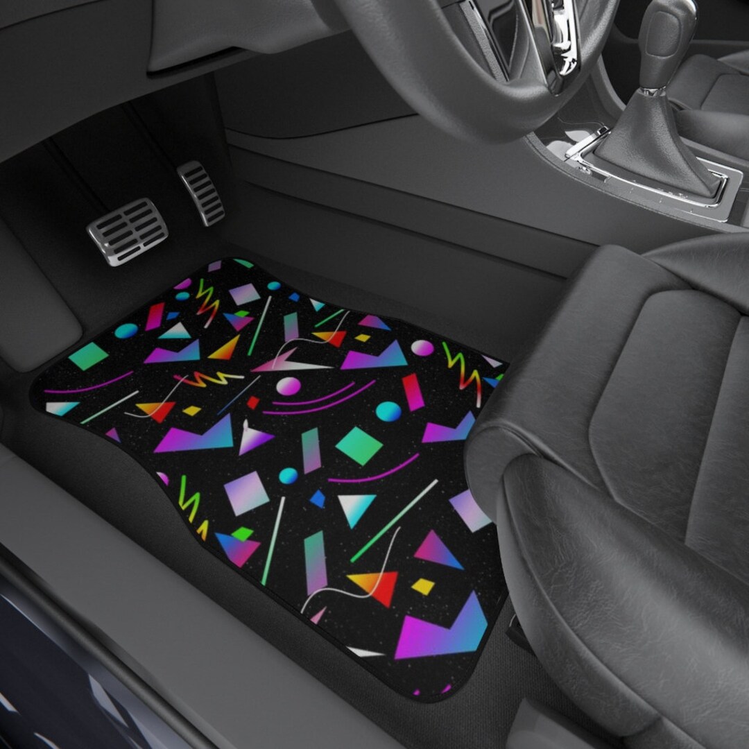 Set of 4 Retro 80's Car Mats - Colorful, Durable Mats With Non-slip ...