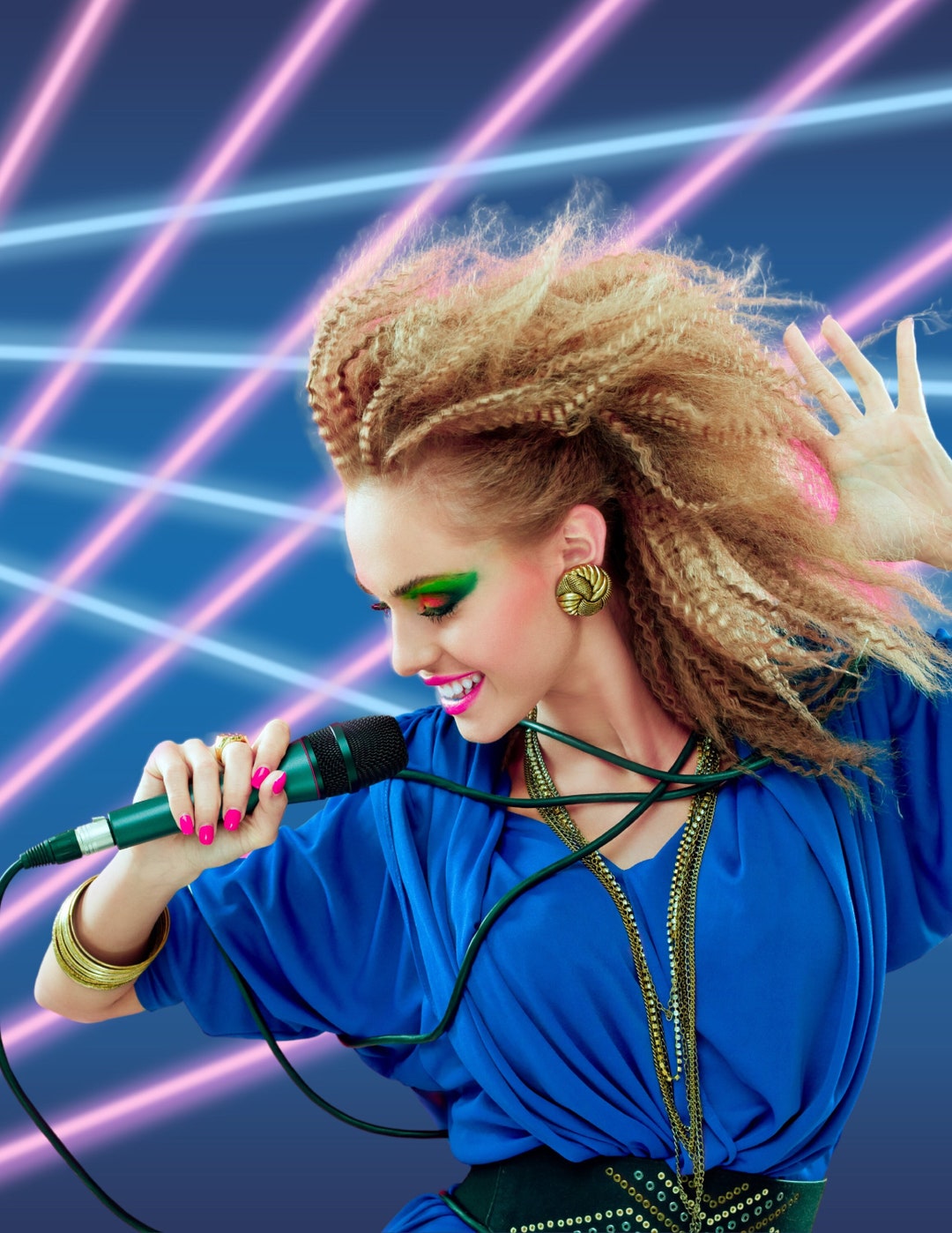 80s Retro Laser Beams Digital Backdrop, 8.5"x11" - Perfect for Adding a ...