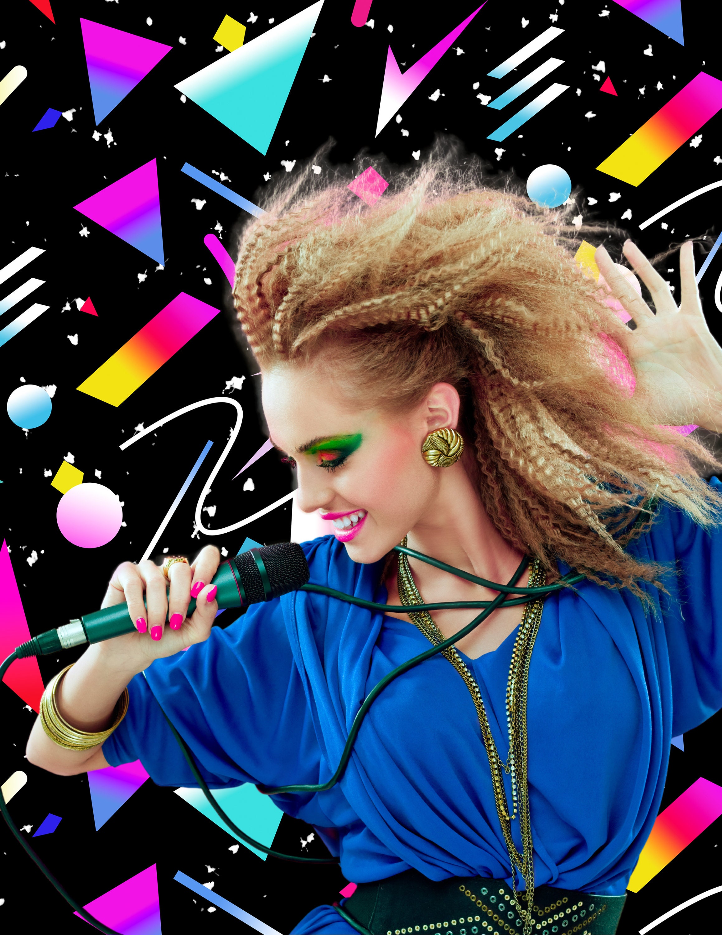 Retro 80's Galaxy Backdrop, Old School Colorful Shapes, Instant Digital ...