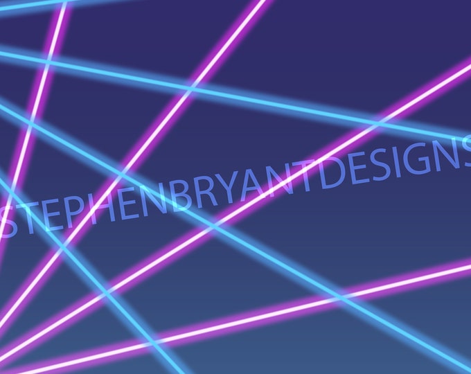 80s Retro Laser Beams Digital Backdrop, 8.5"x11" - Perfect for Adding a ...