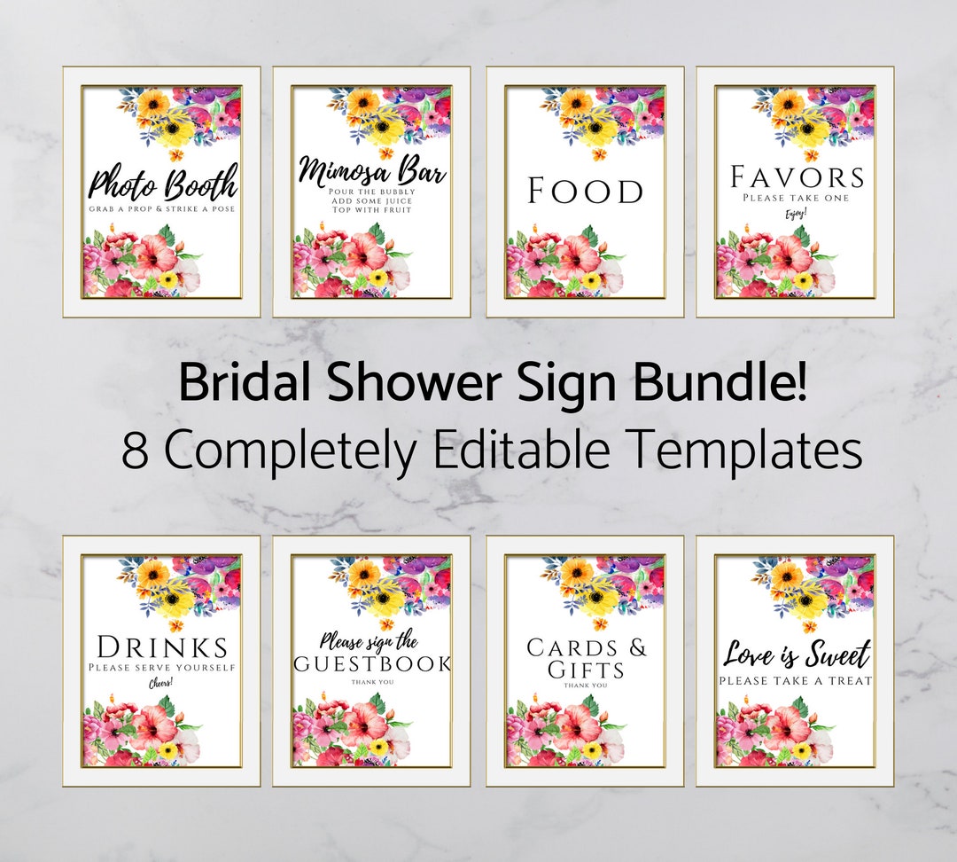 Bridal Shower Signs Bridal Shower Decorations Easy to Edit and Print ...