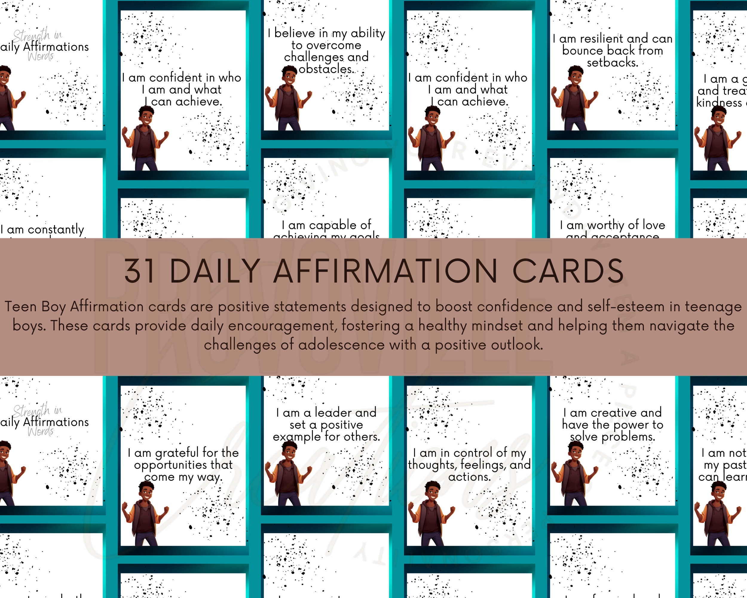 Positive Affirmation Cards for African-american Boys-30-days | Digital ...