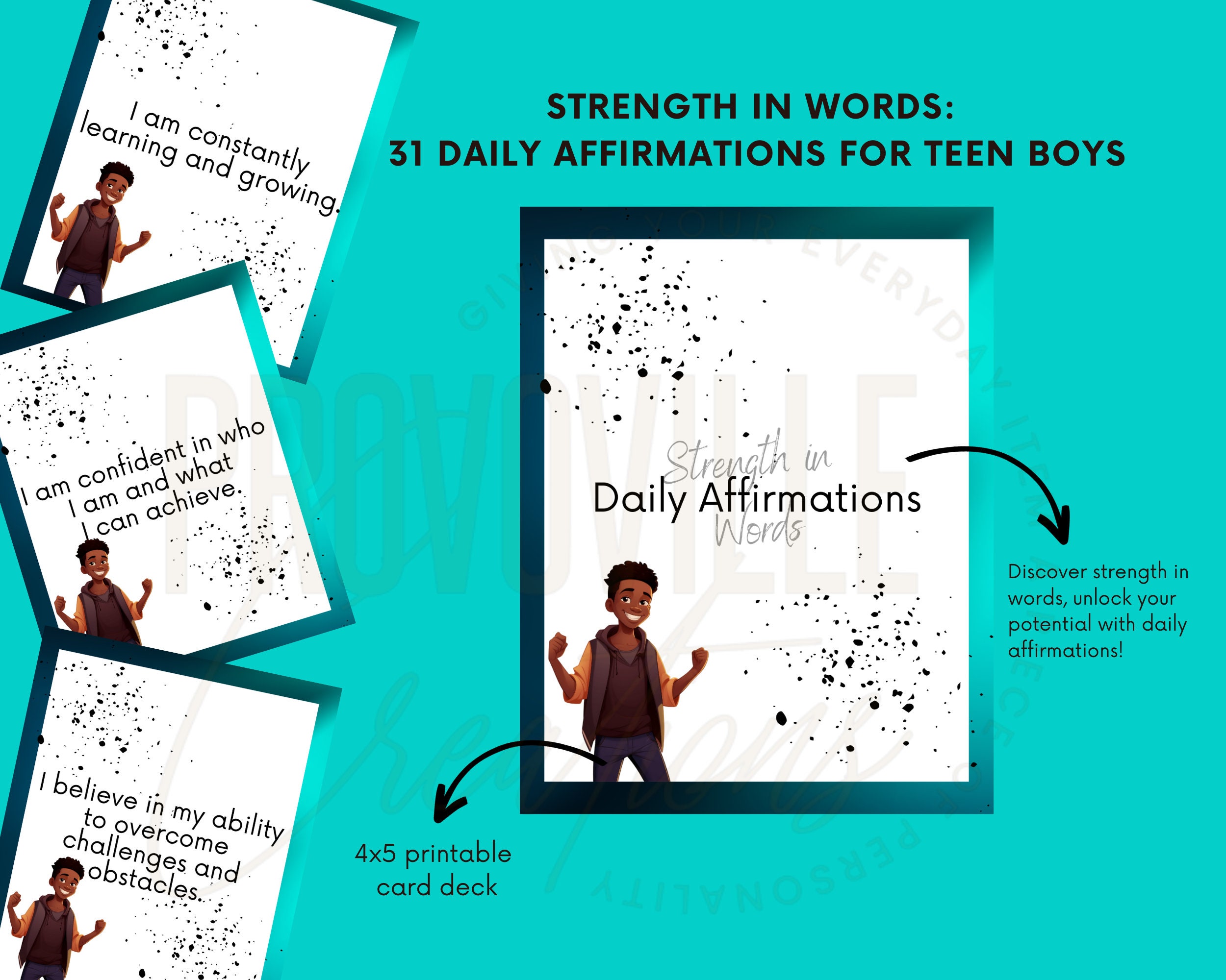 Positive Affirmation Cards for African-american Boys-30-days | Digital ...