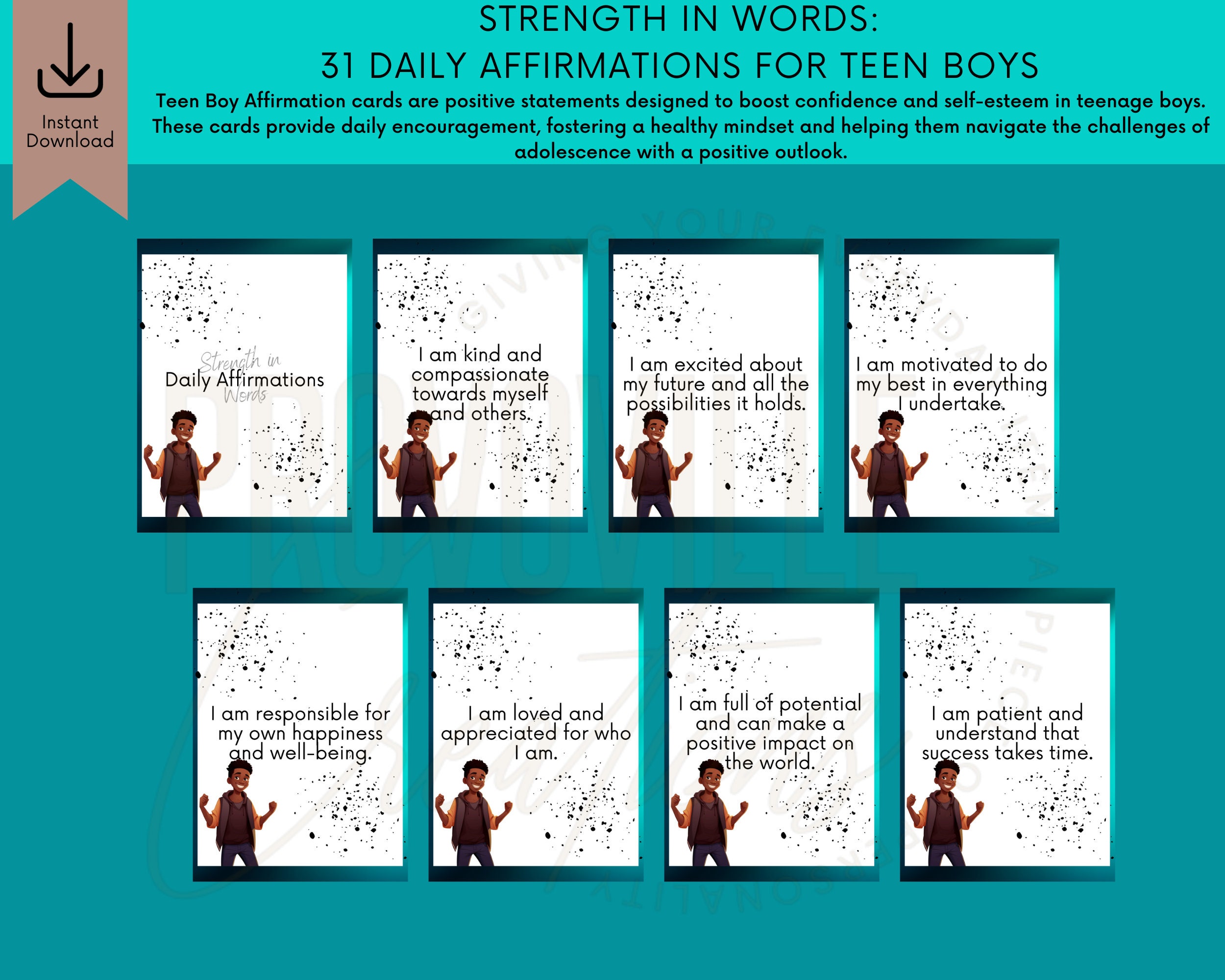 Positive Affirmation Cards for African-american Boys-30-days - Etsy