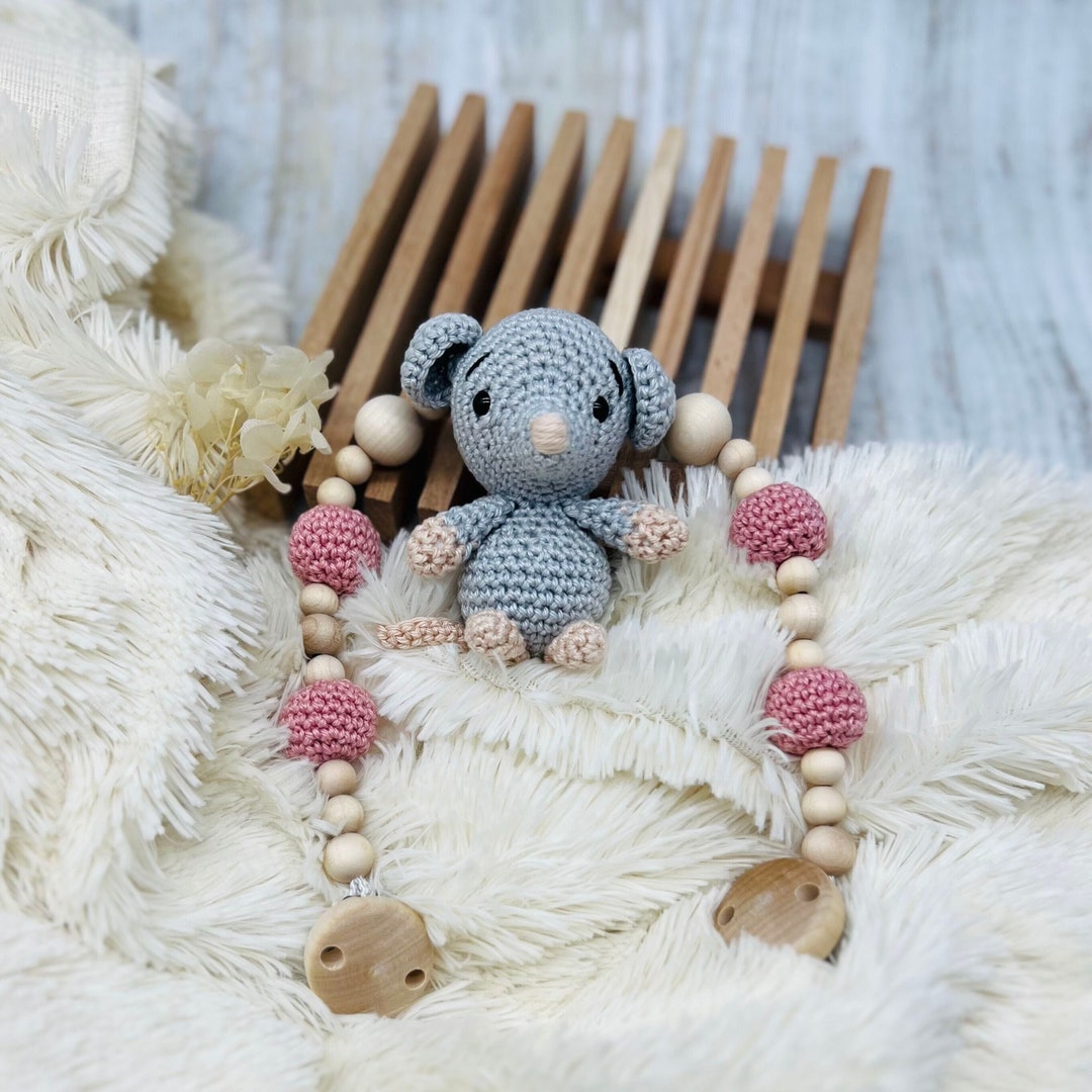 Crocheted Stroller Chain Mouse Baby Gift Birth Gift Baptism Gift ...