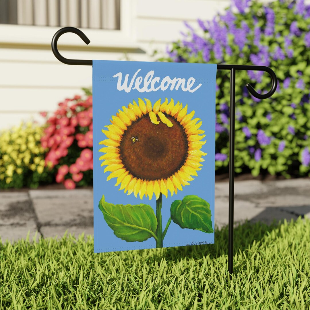 Sunflower Welcome Garden Banner, Beautiful Sunflower Art Painting House ...