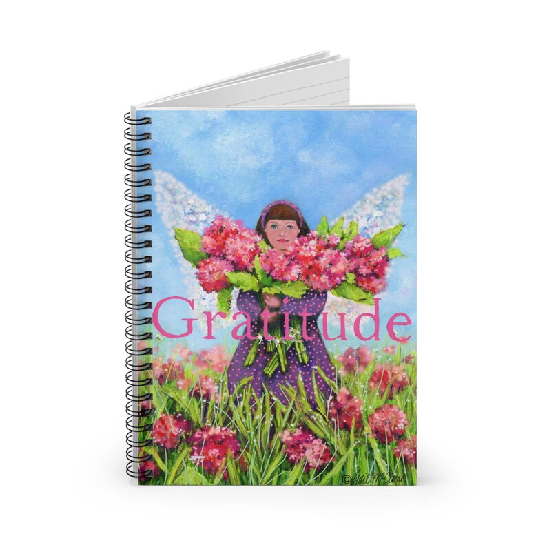 Gratitude Angel Field of Flowers Spiral Notebook, Colorful Angelic ...