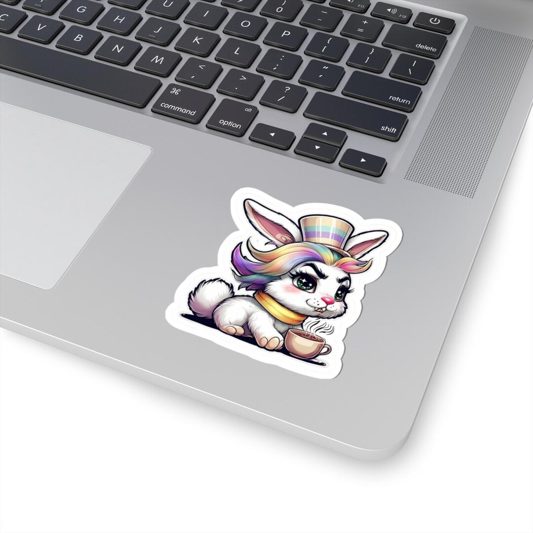 Mad Hatter Bunny Cute Colorful Bunny Kiss-cut Stickers, Laptop Decor ...