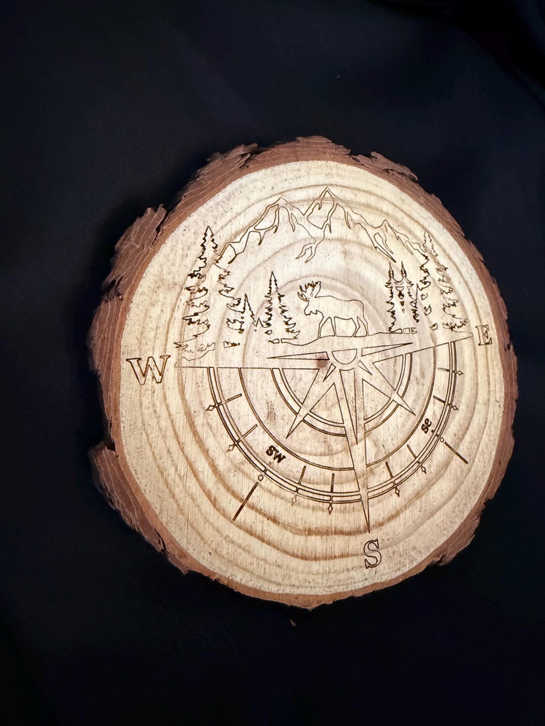Rustic Compass Wood Sign – Live Edge Cabin Decor, Mountain Compass Wall ...