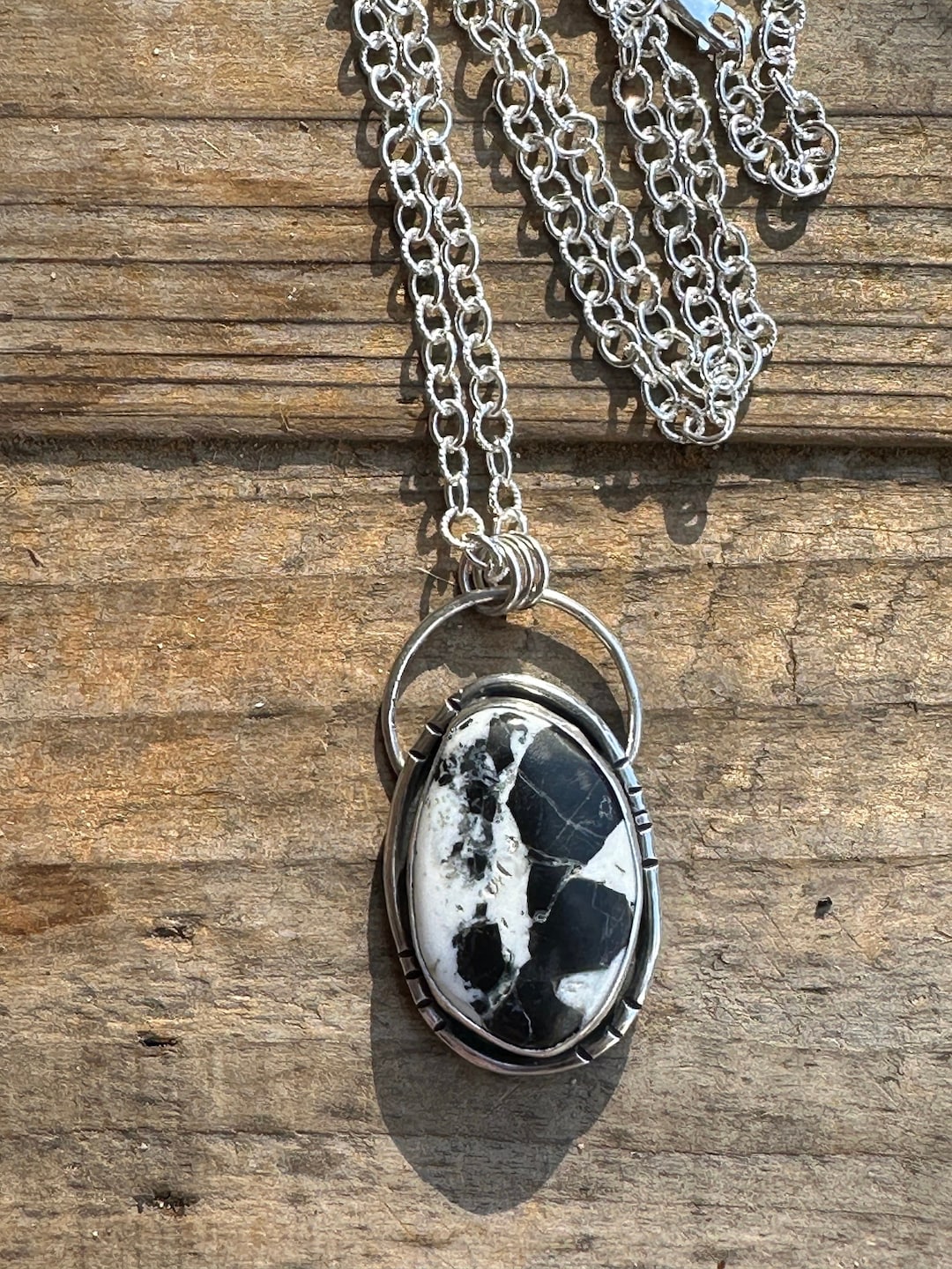 Sterling Silver and White Buffalo Pendant Necklace. 18 Inch Chain. - Etsy
