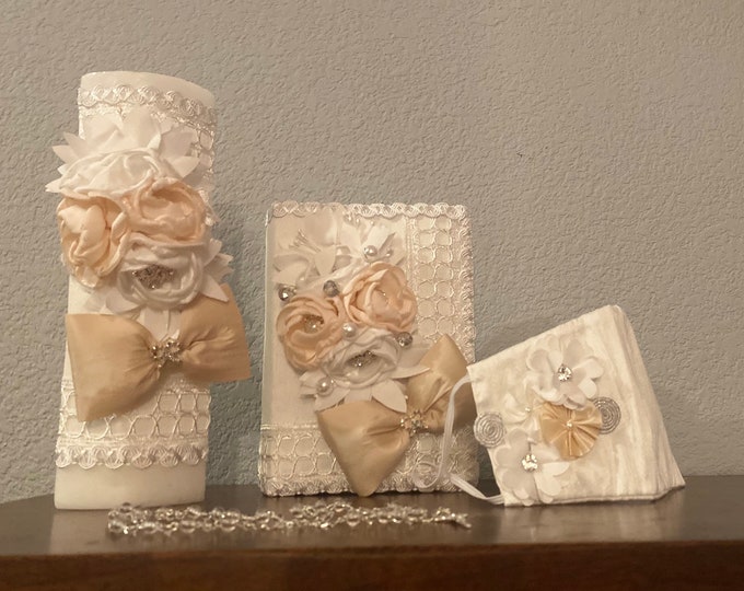 First Communion Candle-gold 6tall, Handpainted Details. Catholic Gifts ...