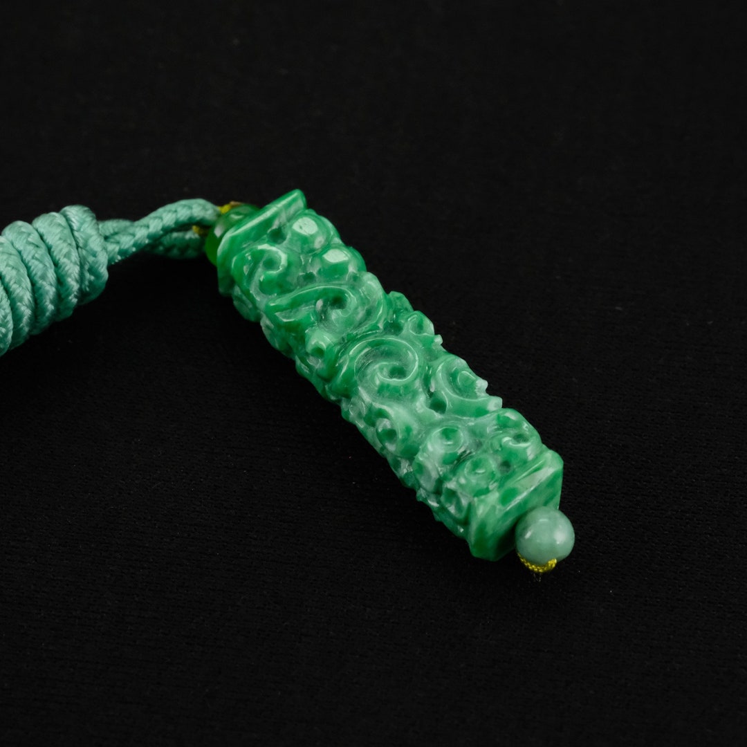 All Round Carved Mini Column Handmade Natural Jadeite Jade Pendant - Etsy