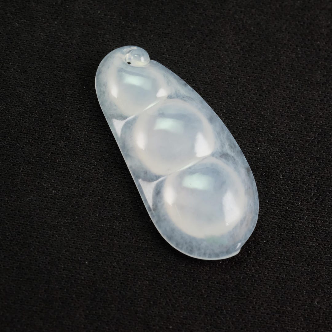 Top Grade Icy White Pea Pod Legume Bean Burma Fei Cui Jadeite Jade ...
