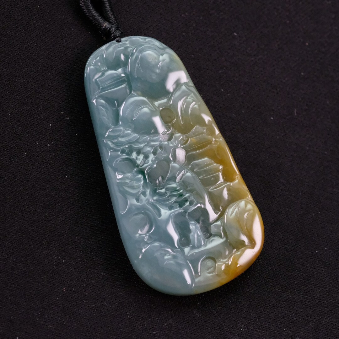 Landscape 2 Color Natural Burma Jadeite Jade Pendant - Etsy