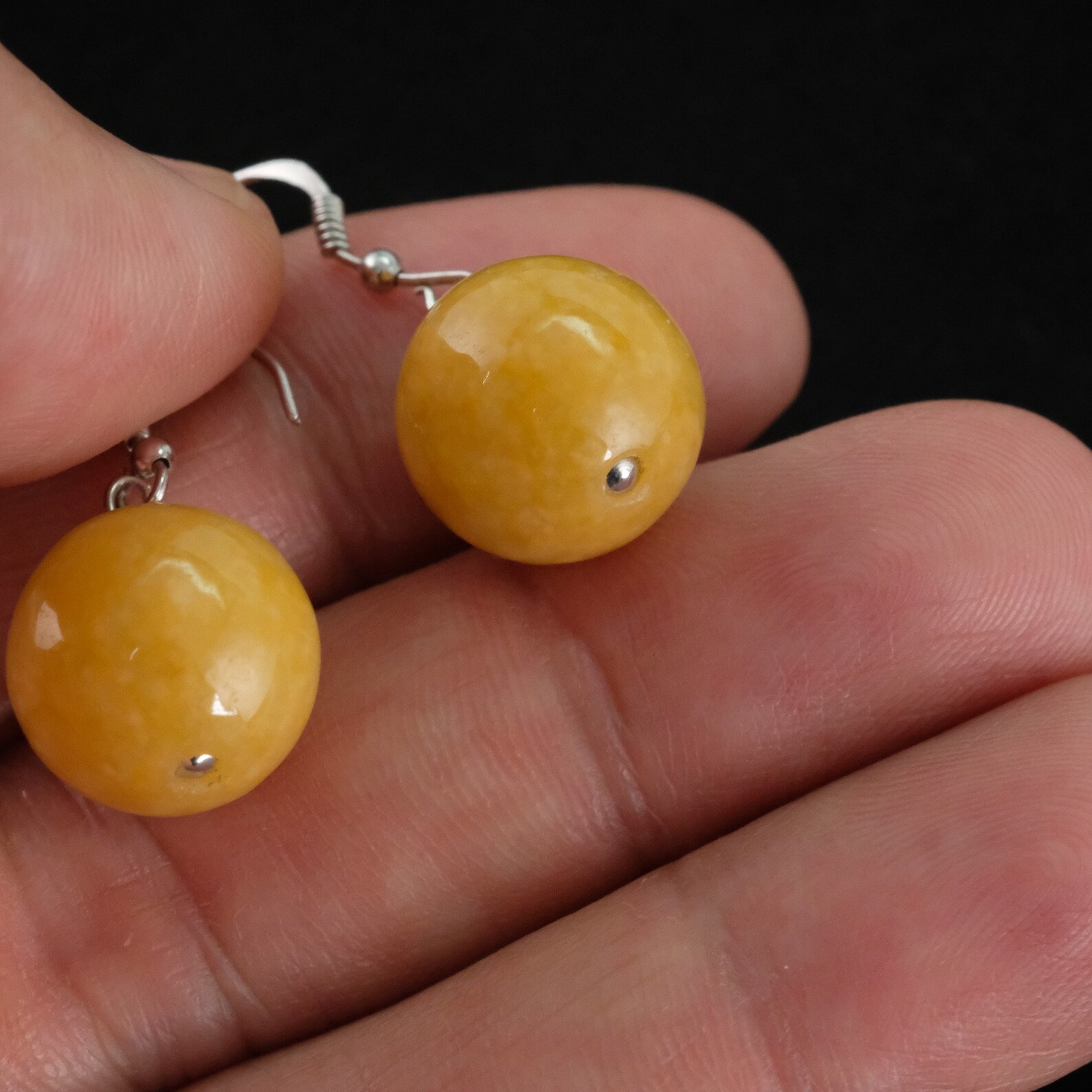 Yellow Untreated Jadeite Jade Grade A Sphere Ball Earrings - Etsy