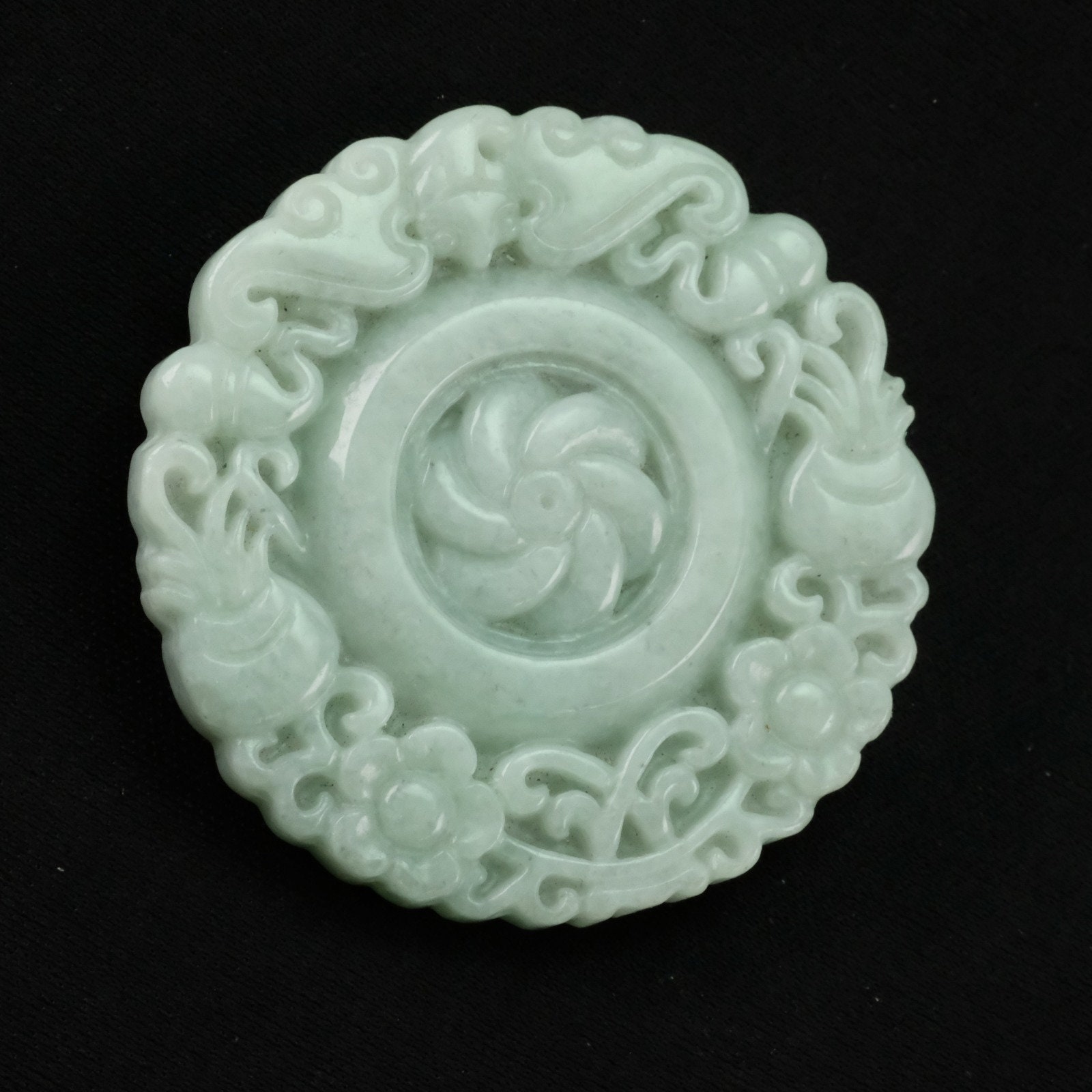 Fortune Bat Flower Badge Burma Natural Jadeite Jade Pendant | Etsy