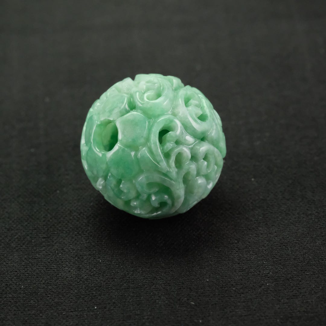 Bola de jade oca esculpida imperial verde feito à mão natural jadeíte ...