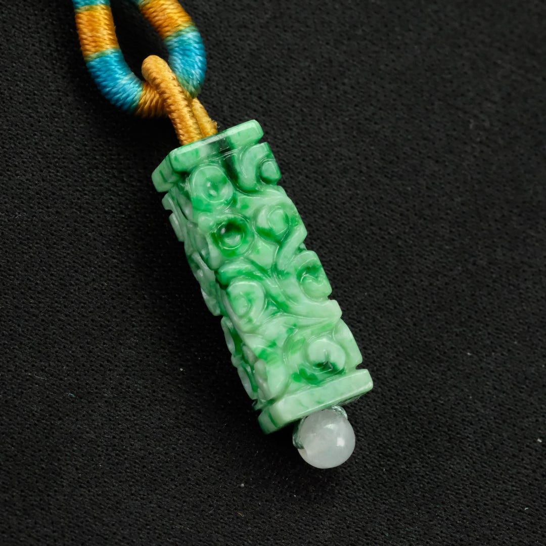 Square Column All Round Carved Imperial Green Grade A Jadeite Jade ...