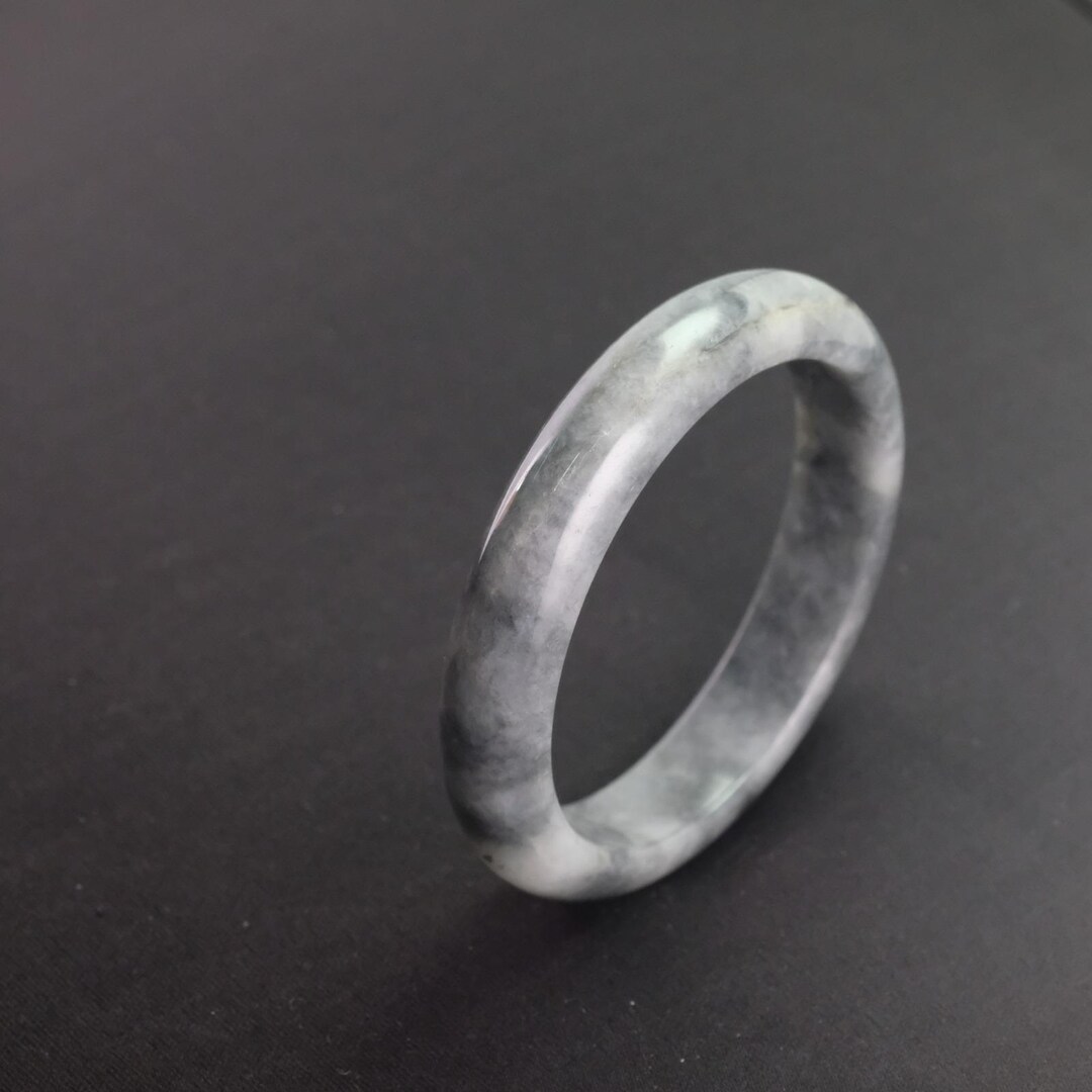 55mm Dark Glowing Gray Certified Real Jadeite Jade Bangle Bracelet ...