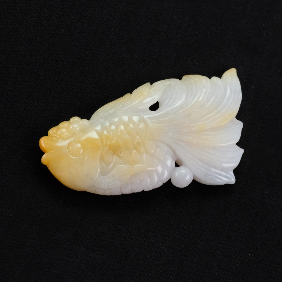Goldfish Handmade Natural Untreated Yellow Jadeite Jade Pendant - Etsy