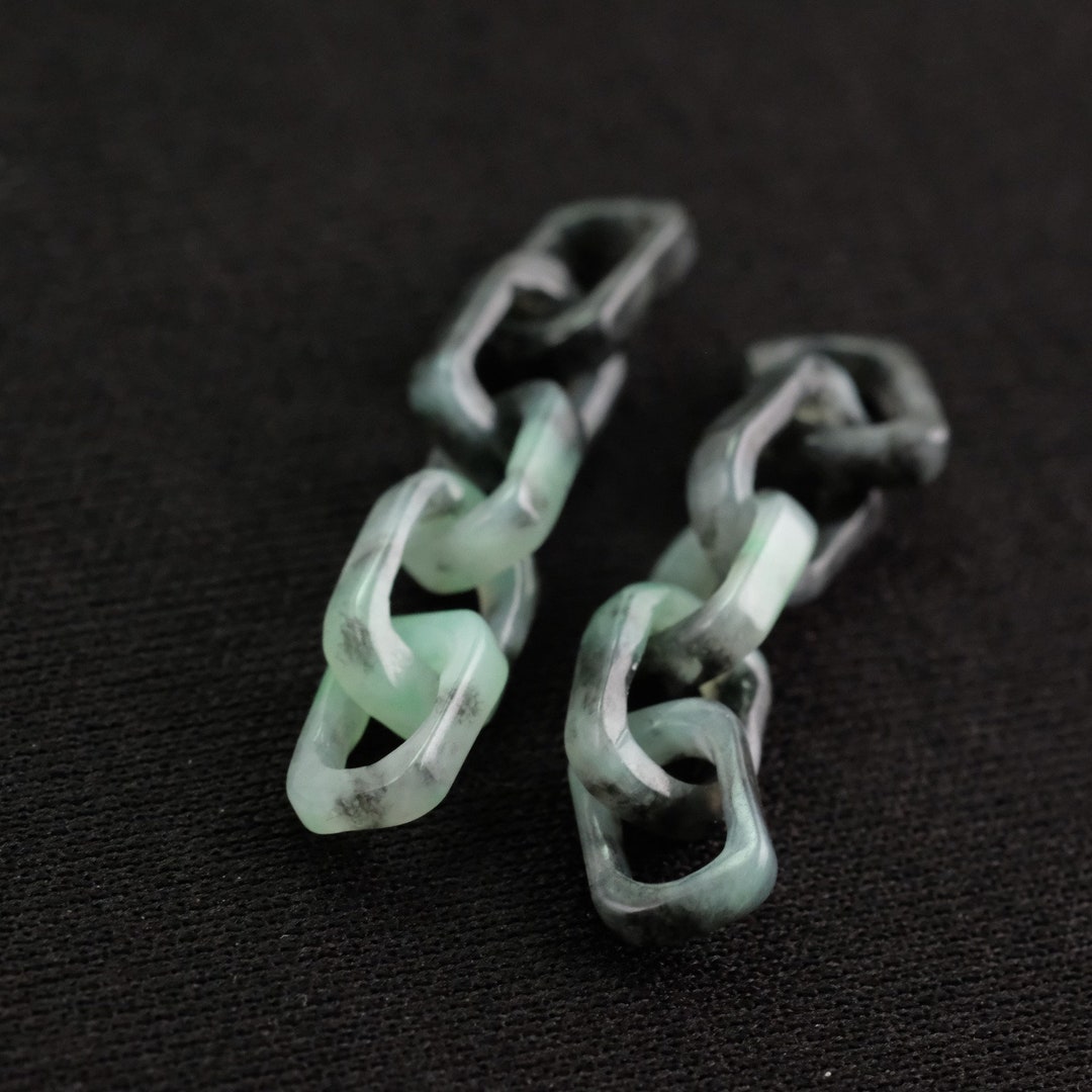 Pair of 5 Ringed Chain Handmade Natural Jadeite Jade Pendant - Etsy UK