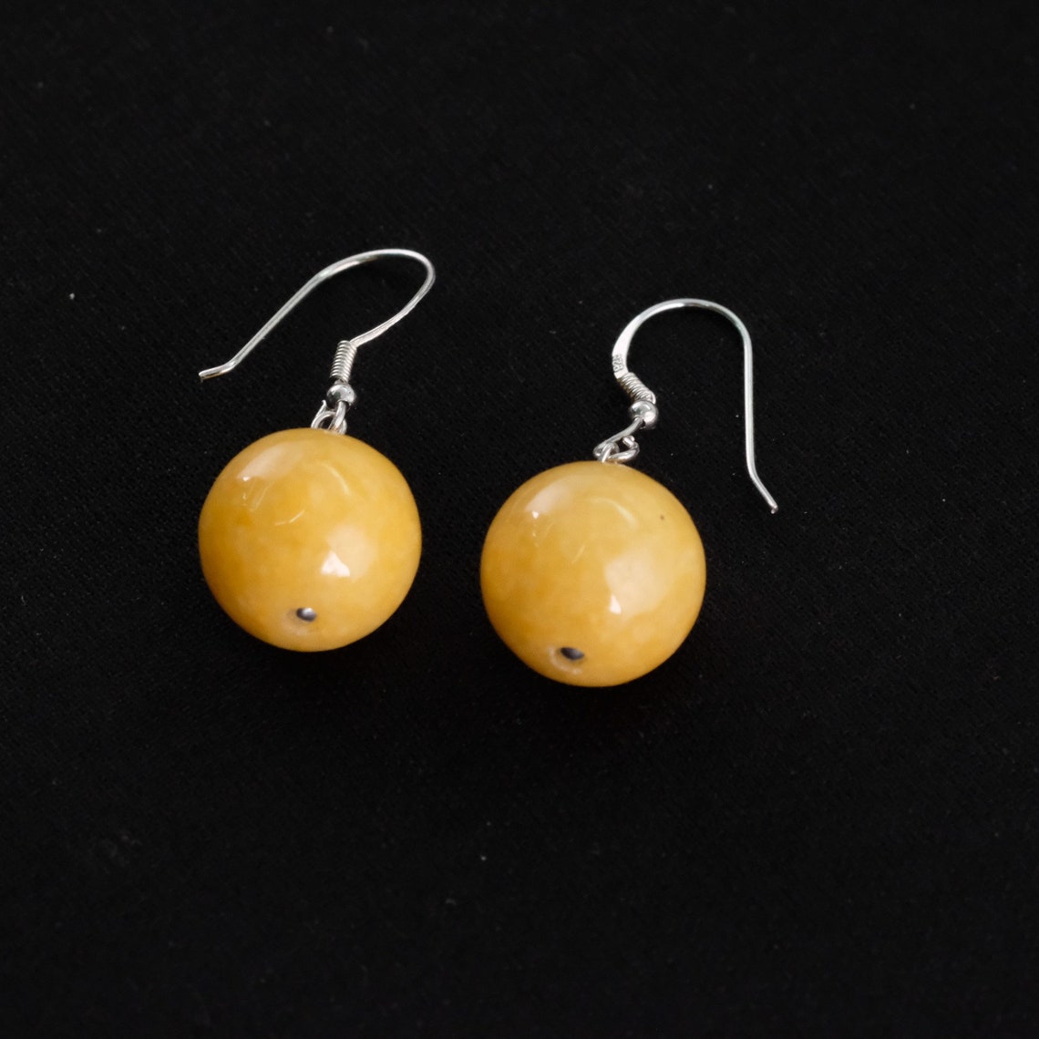 Yellow Untreated Jadeite Jade Grade A Sphere Ball Earrings - Etsy