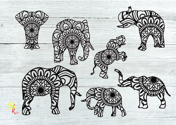 ELEPHANTS 2D 2 D Mandala Digital Download Svg Eps File - Etsy