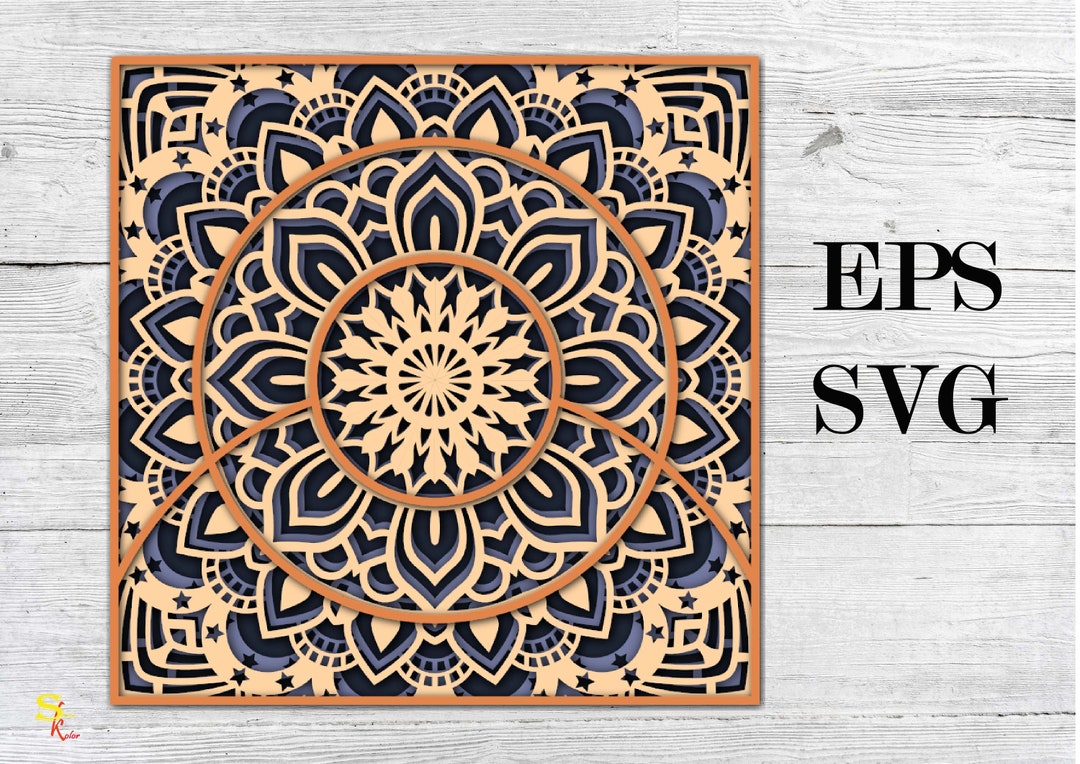 SQUARE , 3D Mandala , 4 Layers , SVG EPS Files , Digital Download - Etsy