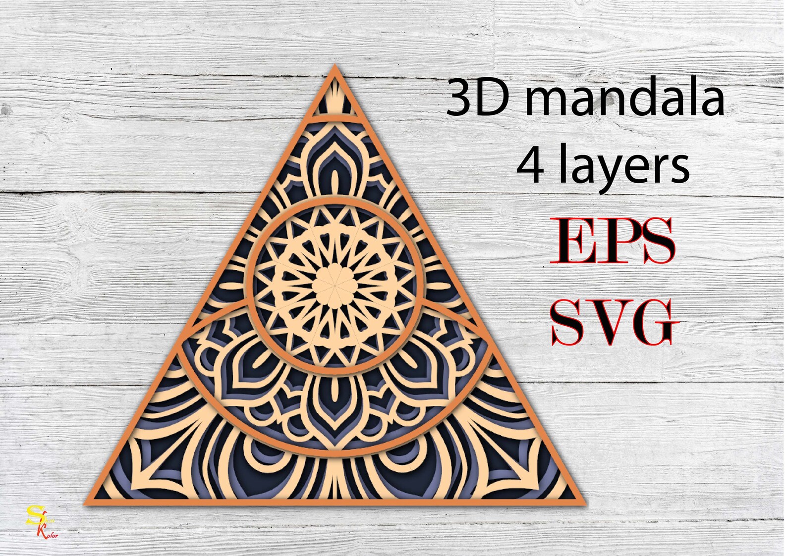 TRIANGLE 3D Mandala 4 Layers SVG EPS Files Digital - Etsy
