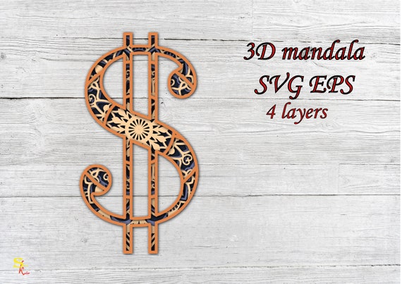 DOLLAR money Digital download 3 d mandala SVG files with | Etsy
