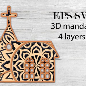 3 D Mandala CHURCH , 4 Layers , SVG EPS File , Digital; Download - Etsy