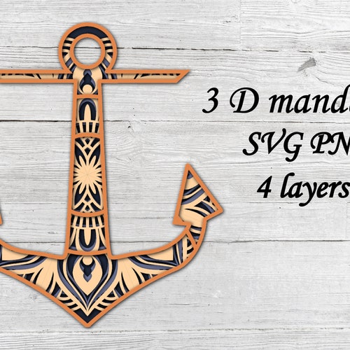 3 D Mandala Anchor 4 Layers Svg Eps Dxf Cdr Png - Etsy