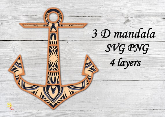 3 D Mandala Anchor 4 Layers Svg Eps Dxf Cdr Png | Etsy