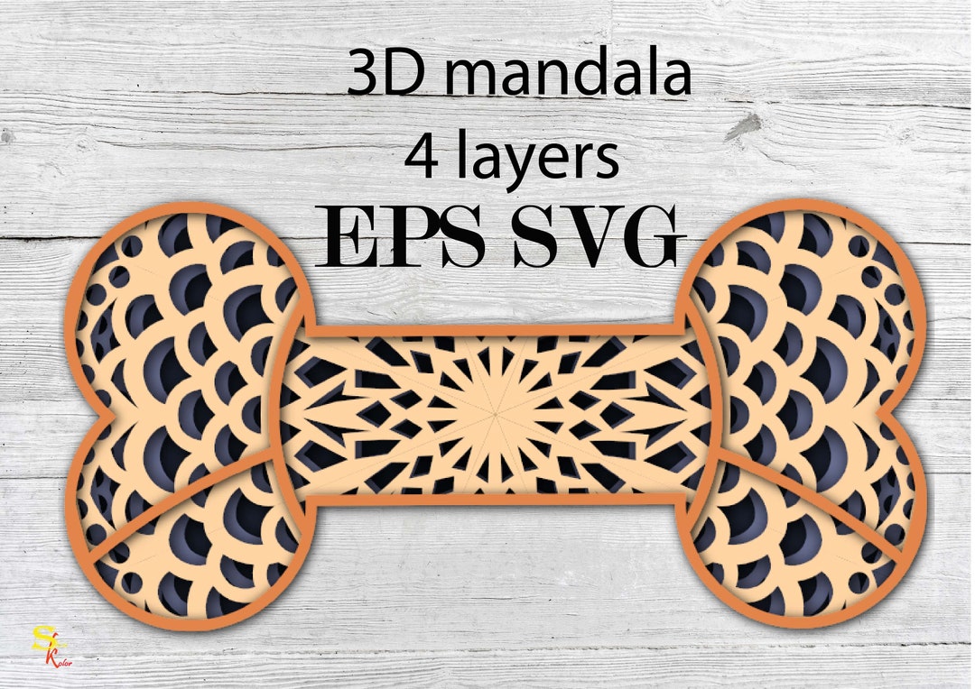BONE ,digital Download , SVG Seperate Layers Eps File , 3 D Mandala ...