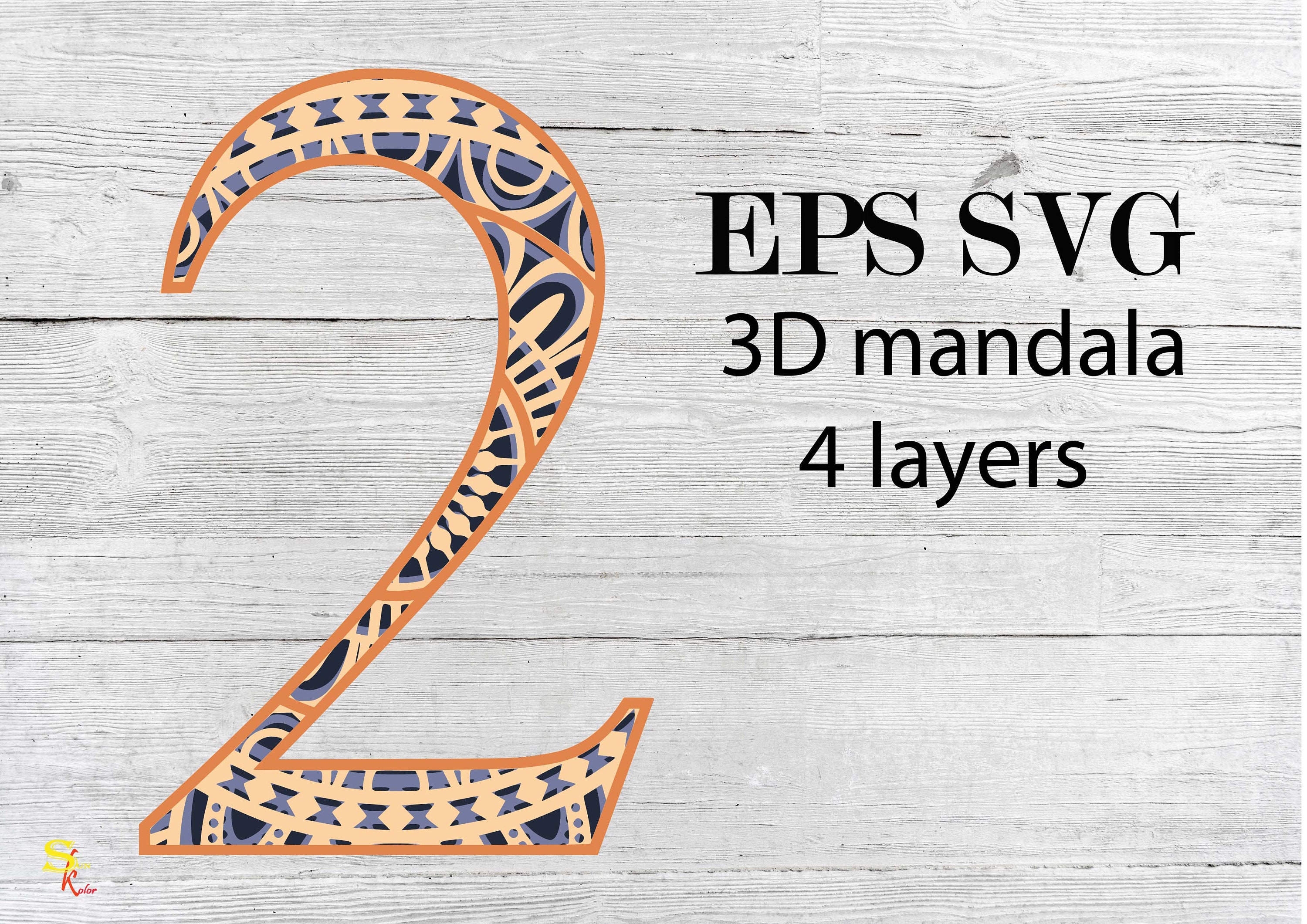 NUMBER 3 3 D mandala 4 layers SVG and EPS file | Etsy
