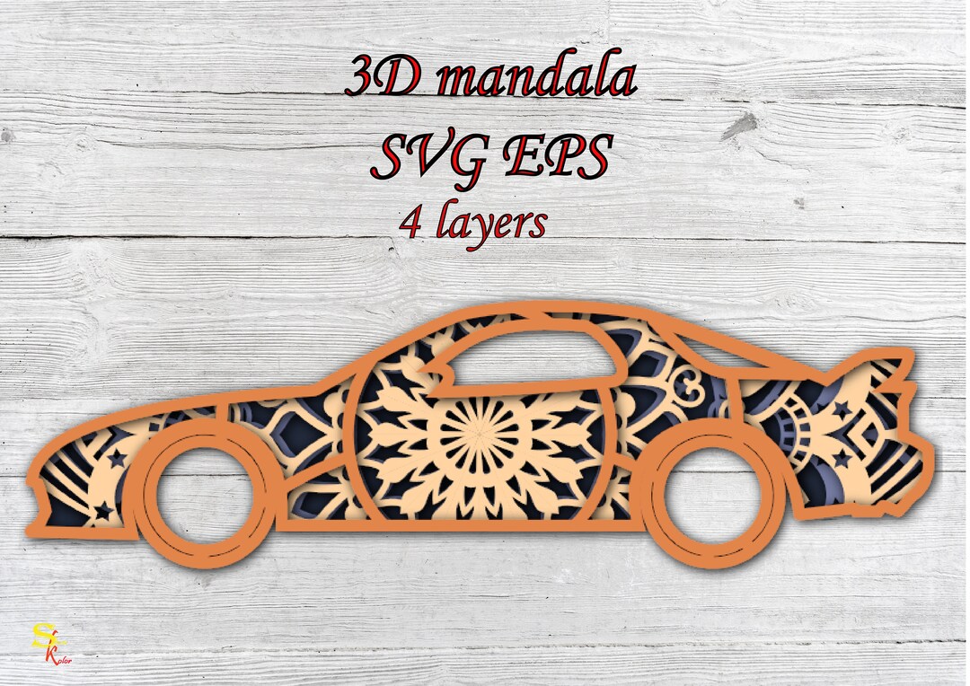 SPORT CAR , ,digital Download, 3 D Mandala , Svg File Seperate Layers ...