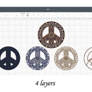 3 D Mandala , PEACE LOVE PAW and Peace Sign , 4 Layers , Svg and Eps ...